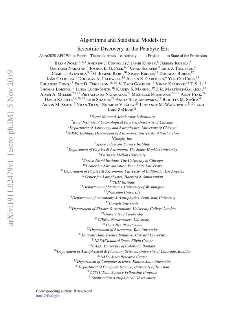 Algorithms and Statistical Models for Scientific Discovery in the ...