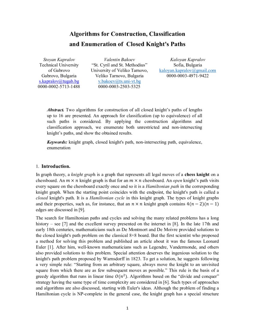Algorithms For Construction Classification And Enumeration Of Closed