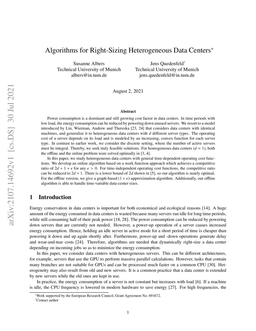 Algorithms for Right-Sizing Heterogeneous Data Centers | DeepAI