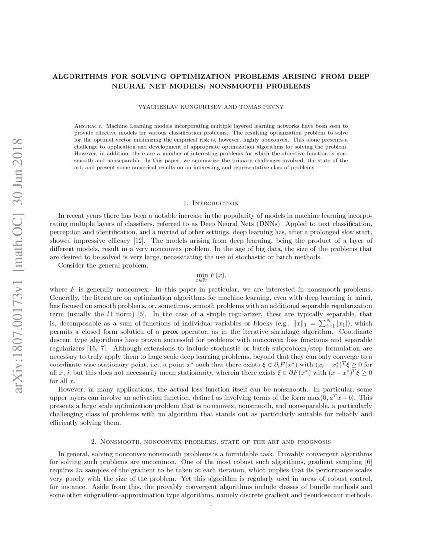 Algorithms For Solving Optimization Problems Arising From Deep Neural Net Models Nonsmooth 4029