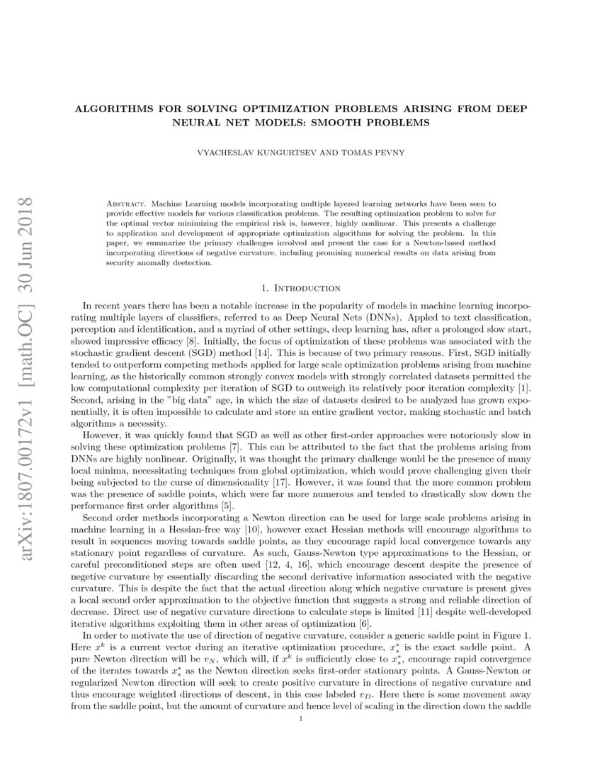 Algorithms For Solving Optimization Problems Arising From Deep Neural Net Models Smooth