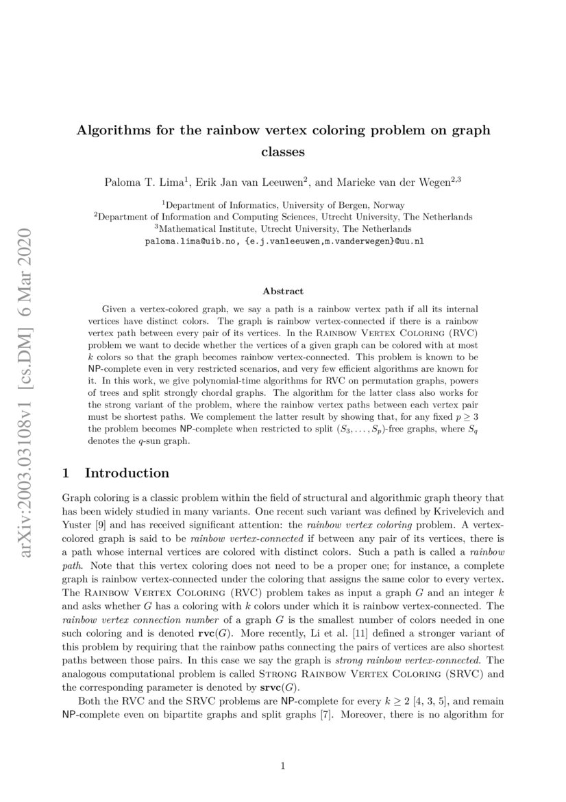 Algorithms for the rainbow vertex coloring problem on graph classes ...