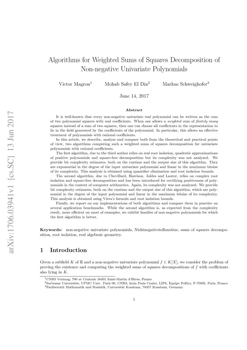 Algorithms For Weighted Sums Of Squares Decomposition Of Non Negative Univariate Polynomials