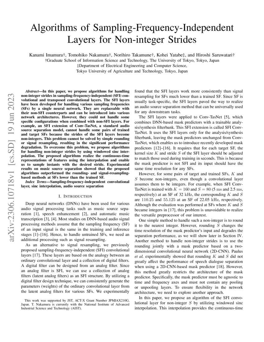 Algorithms Of Sampling Frequency Independent Layers For Non Integer Strides Deepai
