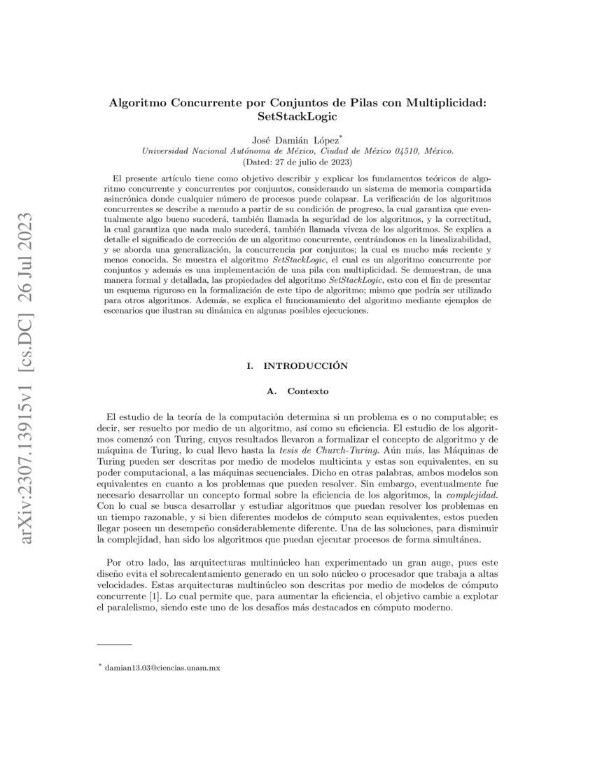 Algoritmo Concurrente por Conjuntos de Pilas con Multiplicidad: SetStackLogic | DeepAI