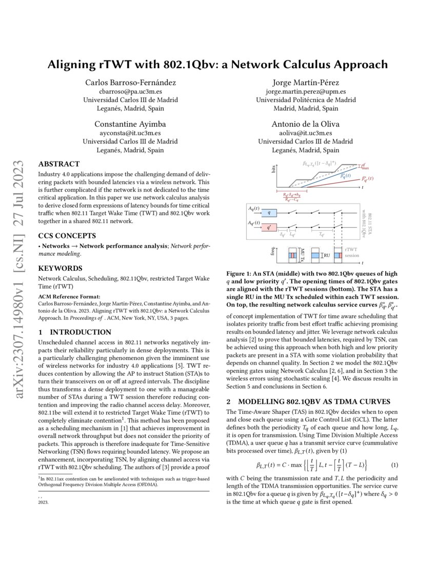 Aligning rTWT with 802.1Qbv: a Network Calculus Approach | DeepAI