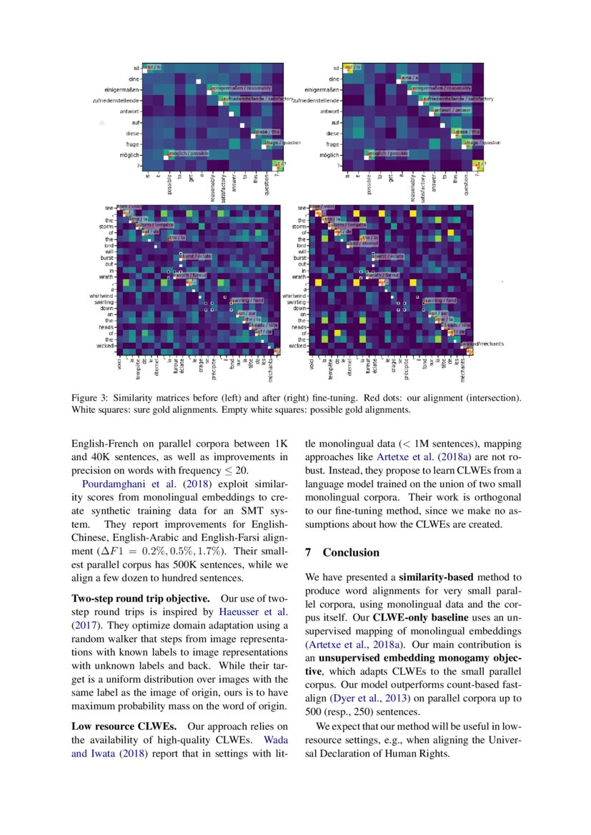 Aligning Very Small Parallel Corpora Using Cross Lingual Word Embeddings And A Monogamy