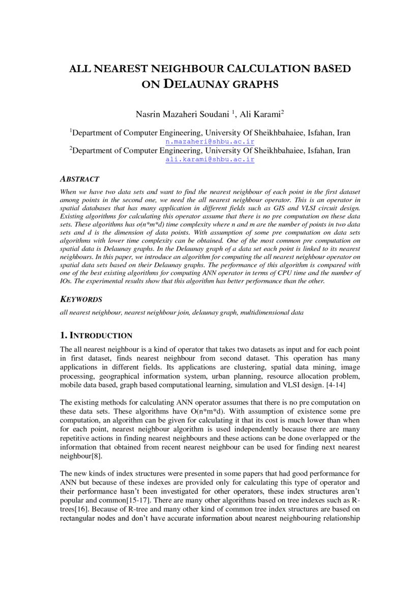 All nearest neighbor calculation based on Delaunay graphs | DeepAI