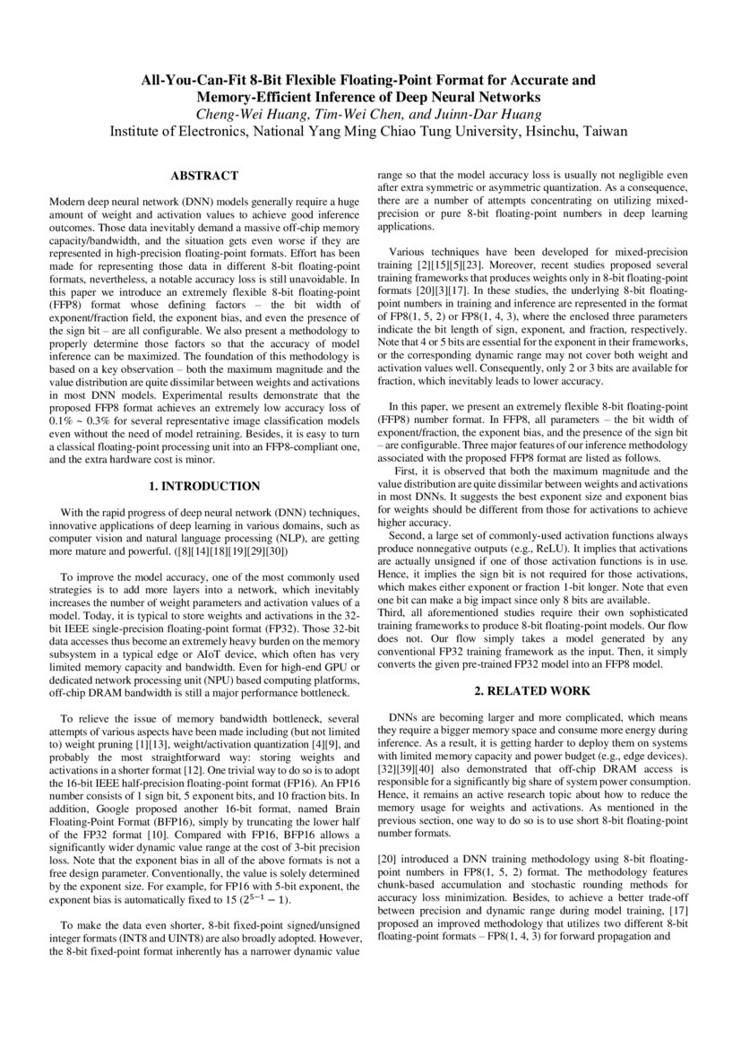 All You Can Fit 8 Bit Flexible Floating Point Format For Accurate And Memory Efficient Inference