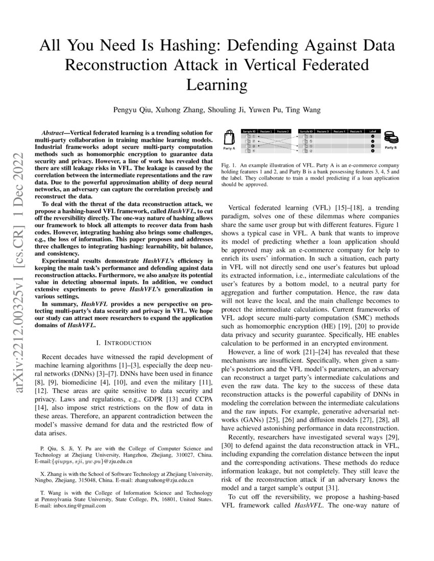 All You Need Is Hashing: Defending Against Data Reconstruction Attack ...