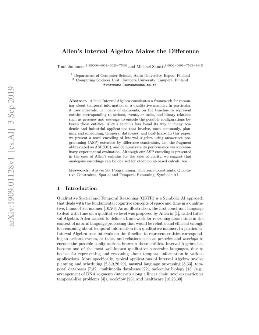 Allen's Interval Algebra Makes the Difference | DeepAI