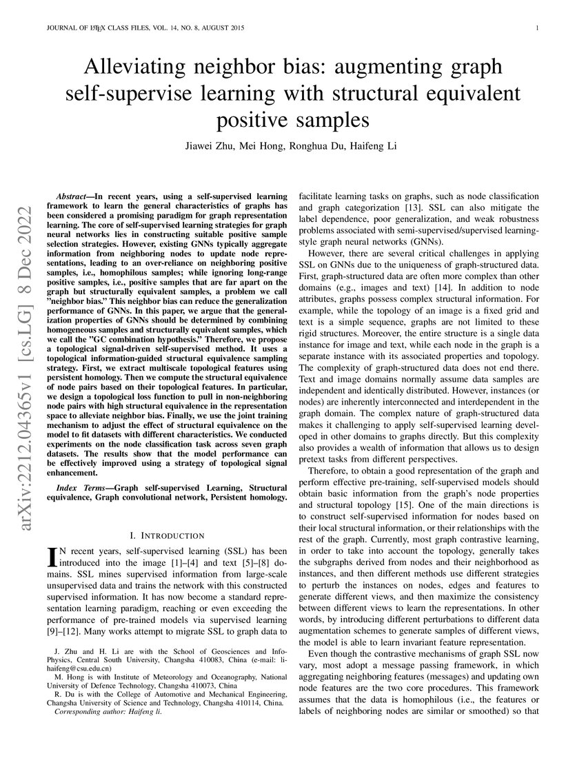 Alleviating neighbor bias: augmenting graph self-supervise learning with structural equivalent ...