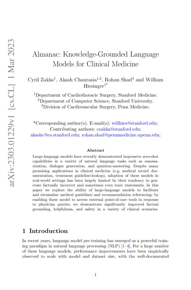 Almanac: Knowledge-Grounded Language Models for Clinical Medicine | DeepAI