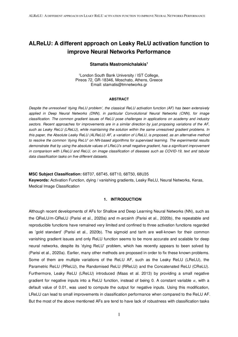 ALReLU: A different approach on Leaky ReLU activation function to ...