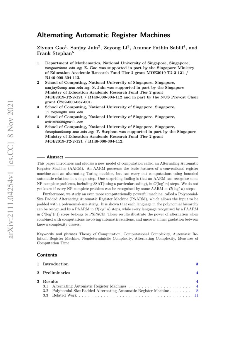 Alternating Automatic Register Machines | DeepAI