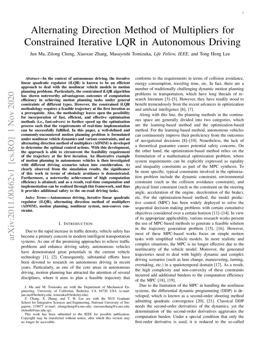 Alternating Direction Method Of Multipliers For Constrained Iterative Lqr In Autonomous Driving