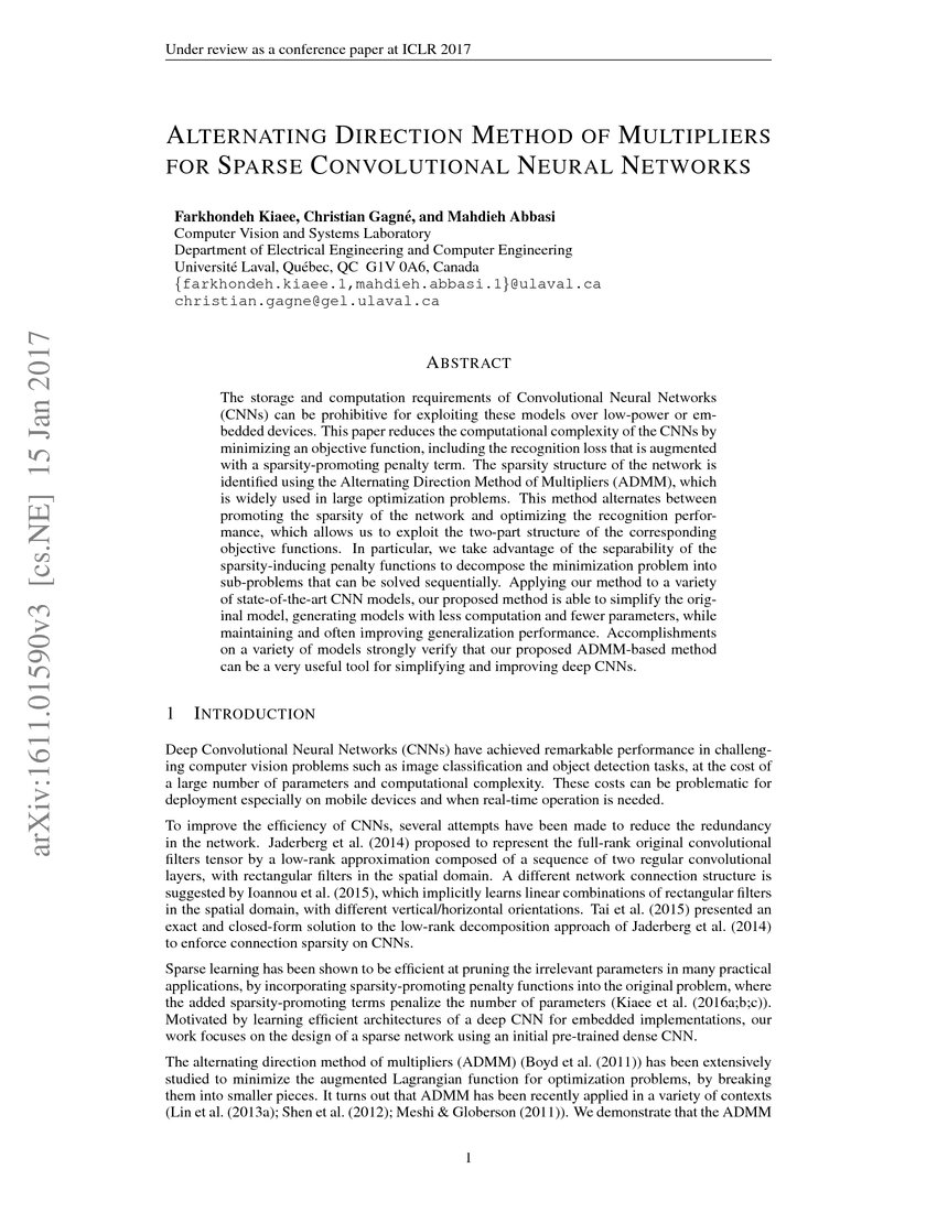 Alternating Direction Method Of Multipliers For Sparse Convolutional