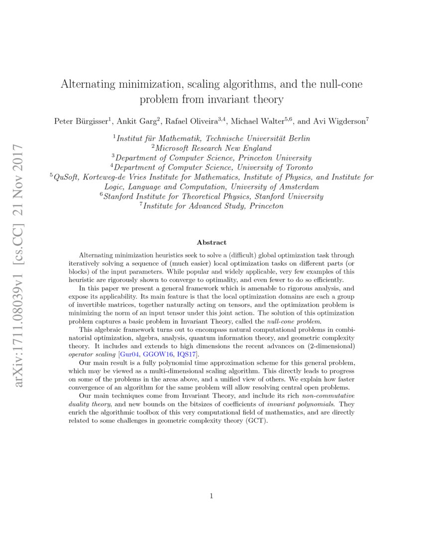 Alternating Minimization Scaling Algorithms And The Null Cone Problem 7053