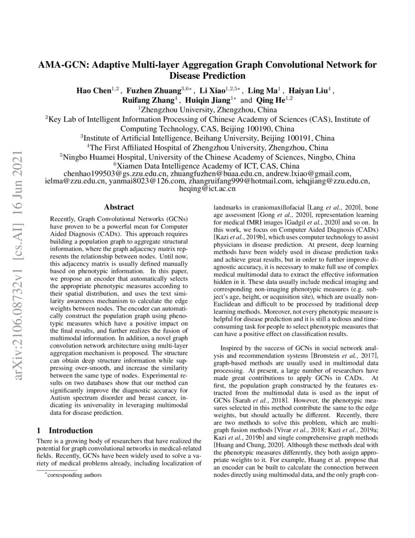 Ama Gcn Adaptive Multi Layer Aggregation Graph Convolutional Network For Disease Prediction
