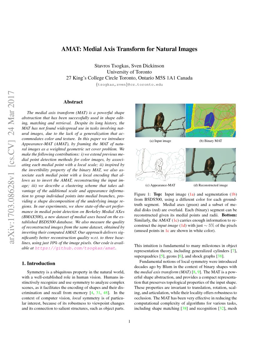 AMAT: Medial Axis Transform for Natural Images | DeepAI