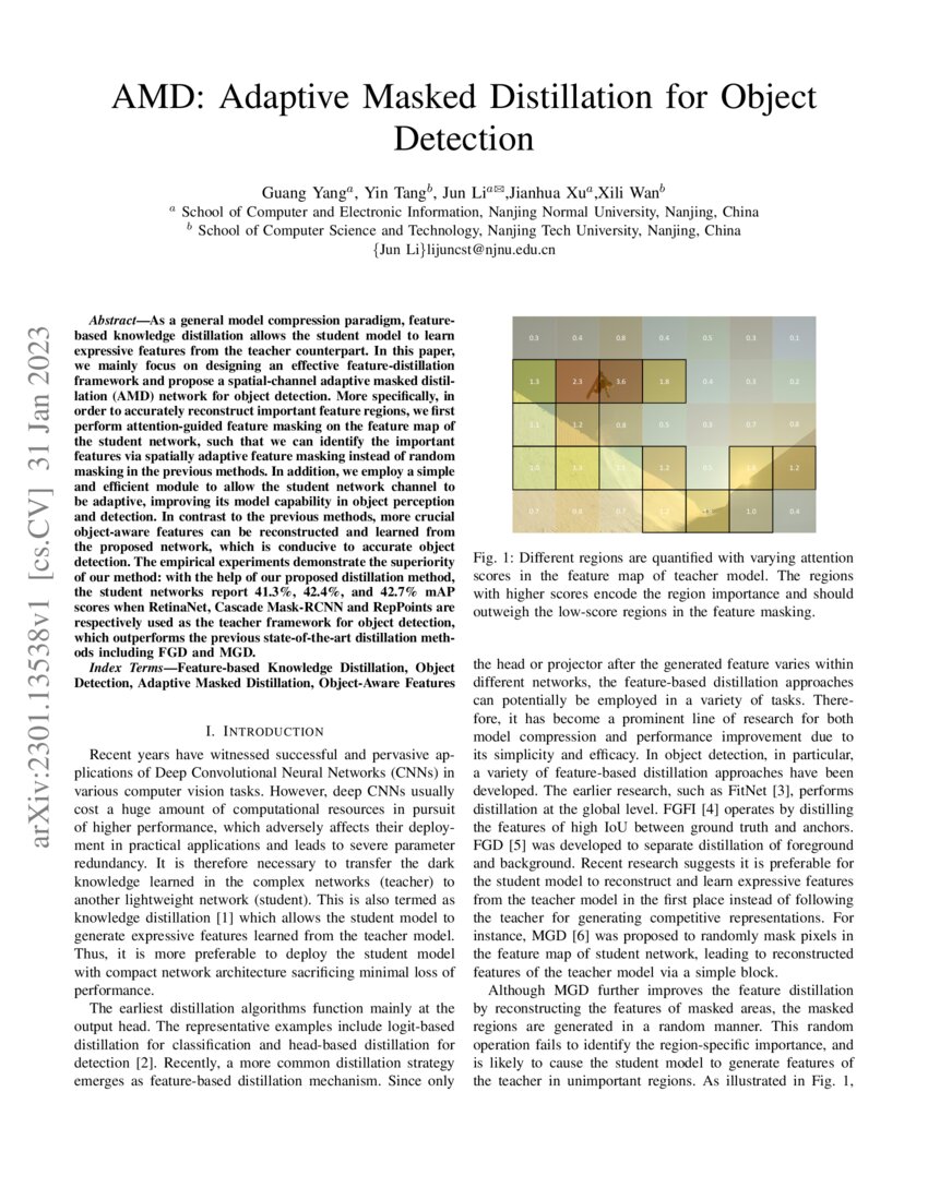 Amd Adaptive Masked Distillation For Object Deepai