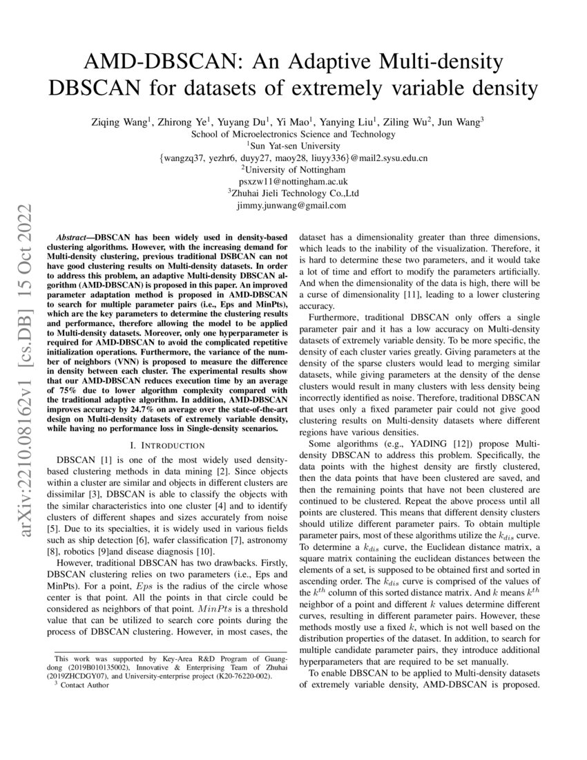 Amd Dbscan An Adaptive Multi Density Dbscan For Datasets Of Extremely Variable Density Deepai