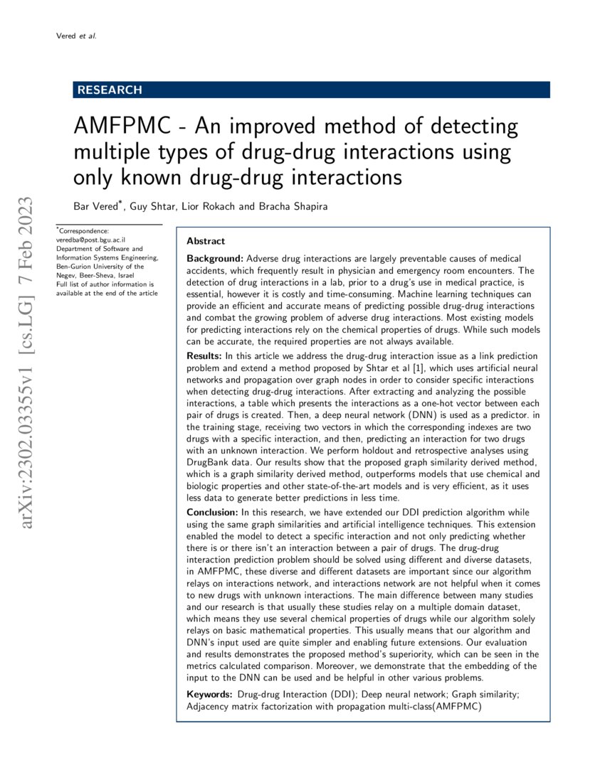 Amfpmc An Improved Method Of Detecting Multiple Types Of Drug Drug Interactions Using Only