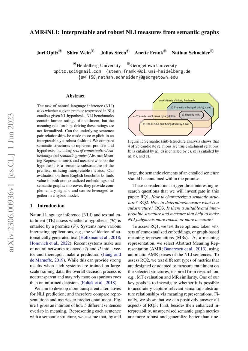 AMR4NLI: Interpretable and robust NLI measures from semantic graphs | DeepAI