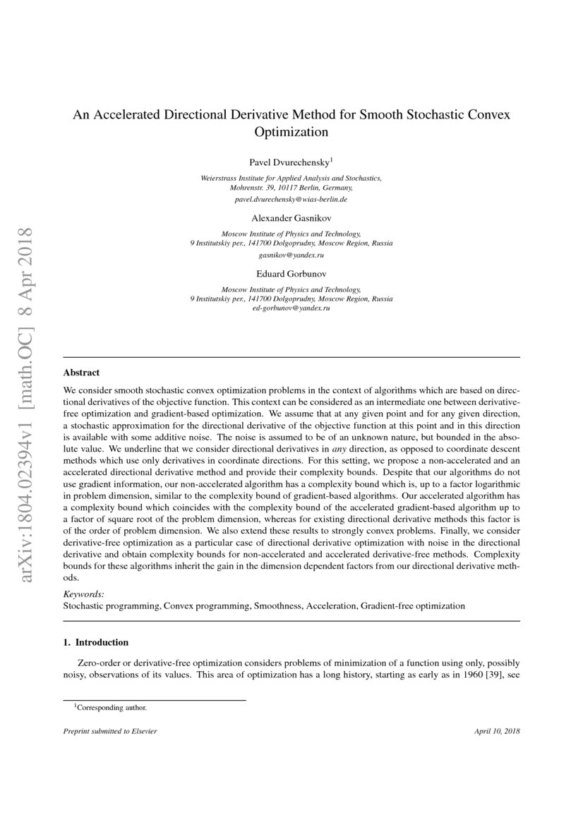 An Accelerated Directional Derivative Method For Smooth Stochastic Convex Optimization Deepai