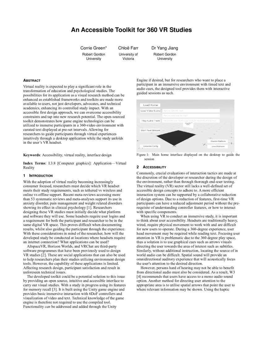 An Accessible Toolkit for 360 VR Studies | DeepAI