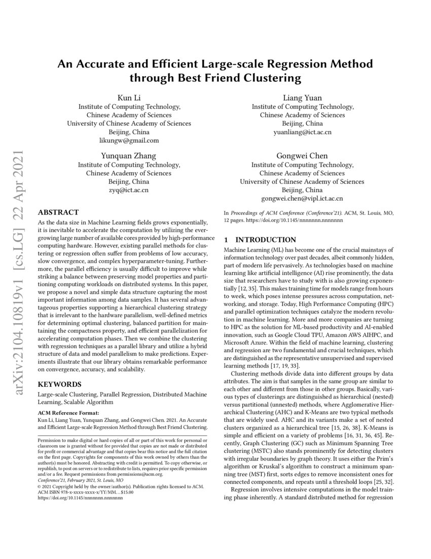 An Accurate and Efficient Large-scale Regression Method through Best ...