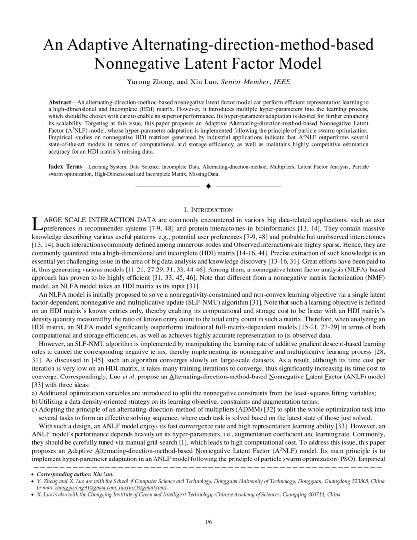 An Adaptive Alternating Direction Method Based Nonnegative Latent