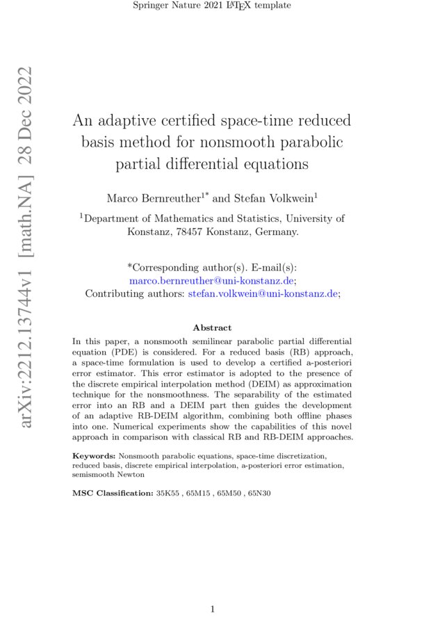 An Adaptive Certified Space Time Reduced Basis Method For Nonsmooth