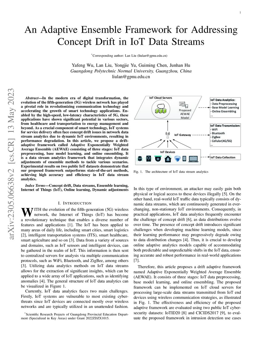 An Adaptive Ensemble Framework For Addressing Concept Drift In Iot Data Streams Deepai