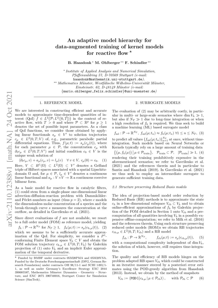 An adaptive model hierarchy for data-augmented training of kernel ...