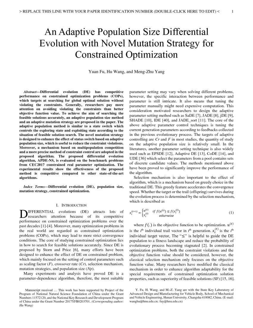 An Adaptive Population Size Differential Evolution With Novel Mutation