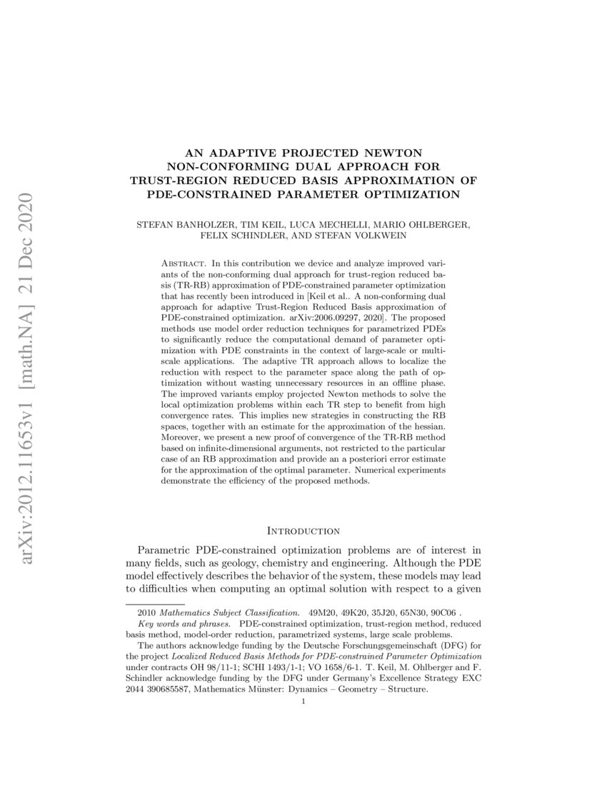 An adaptive projected Newton non-conforming dual approach for trust ... An adaptive projected Newton non-conforming dual approach for trust ...