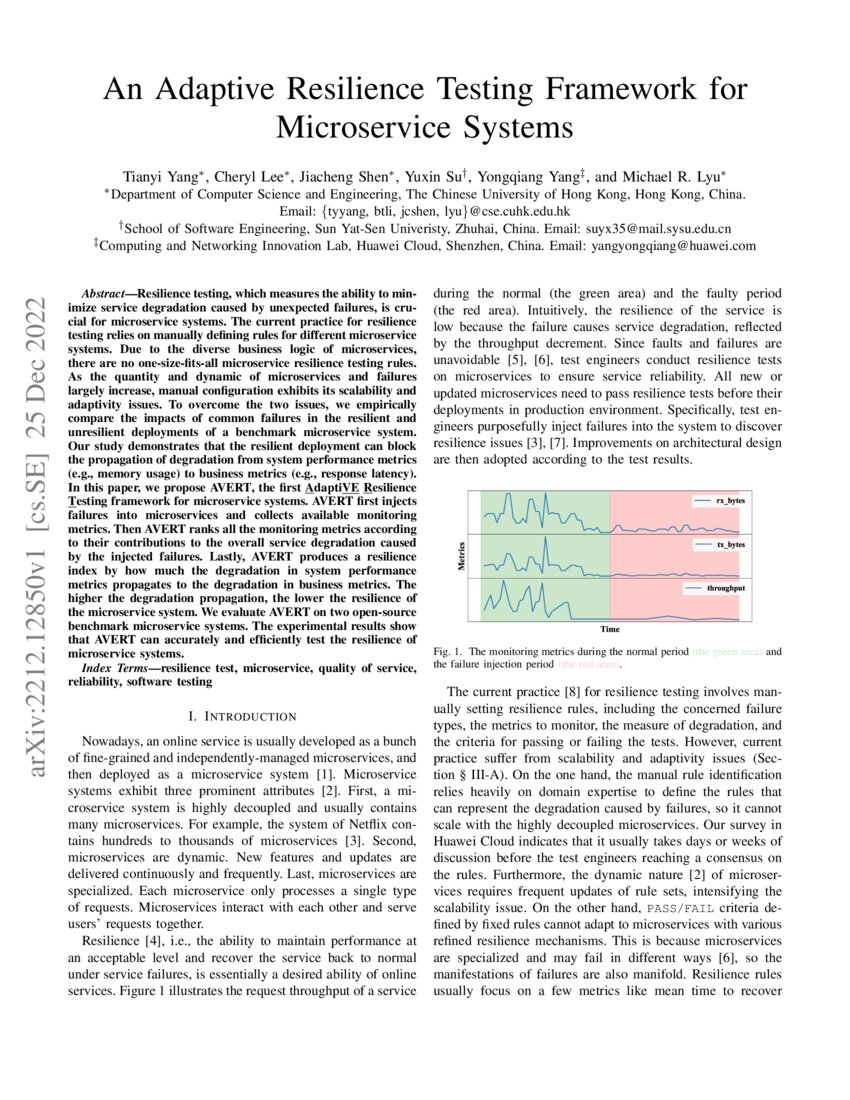 An Adaptive Resilience Testing Framework For Microservice Systems Deepai 1731