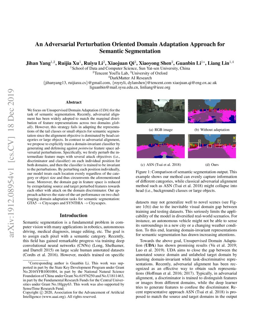 An Adversarial Perturbation Oriented Domain Adaptation Approach for Semantic Segmentation | DeepAI