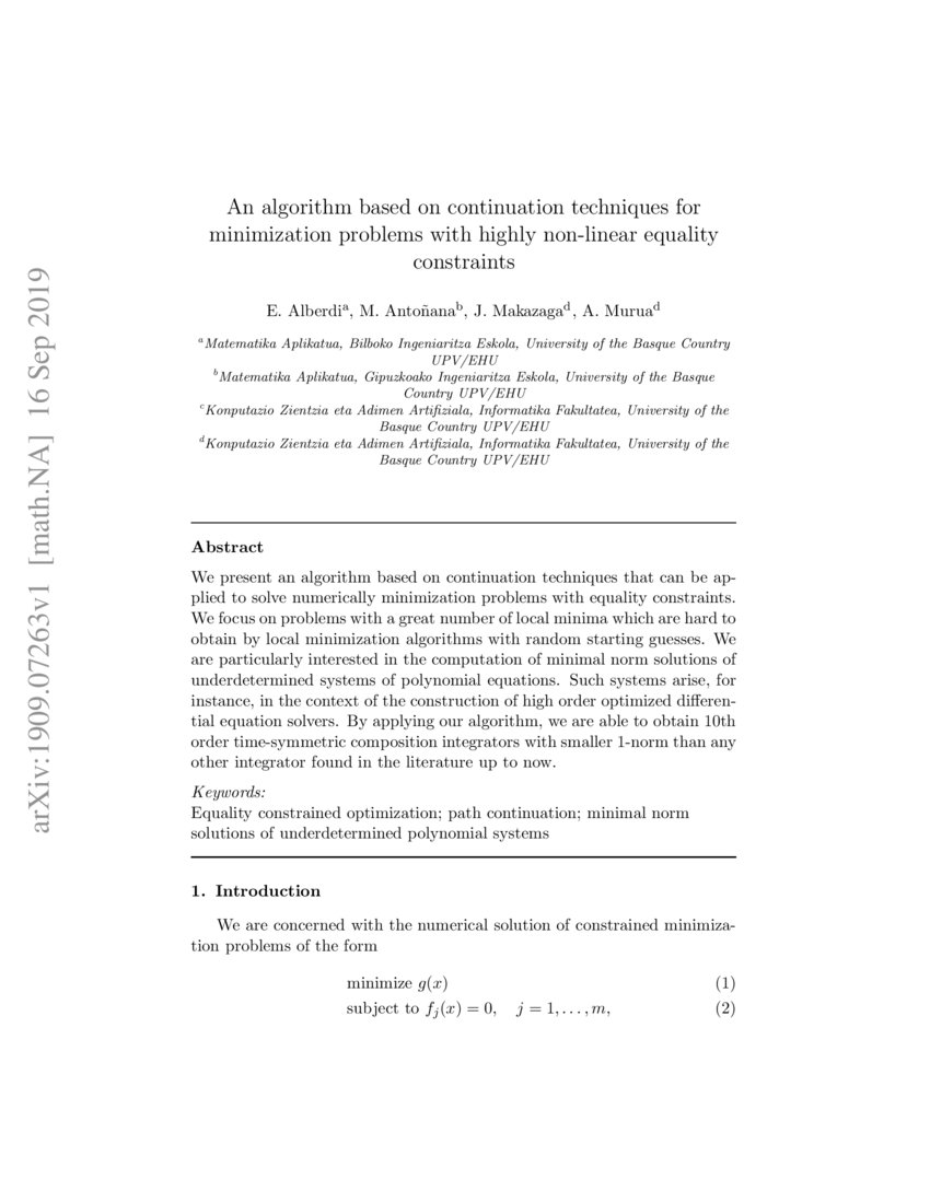 An Algorithm Based On Continuation Techniques For Minimization Problems With Highly Non Linear