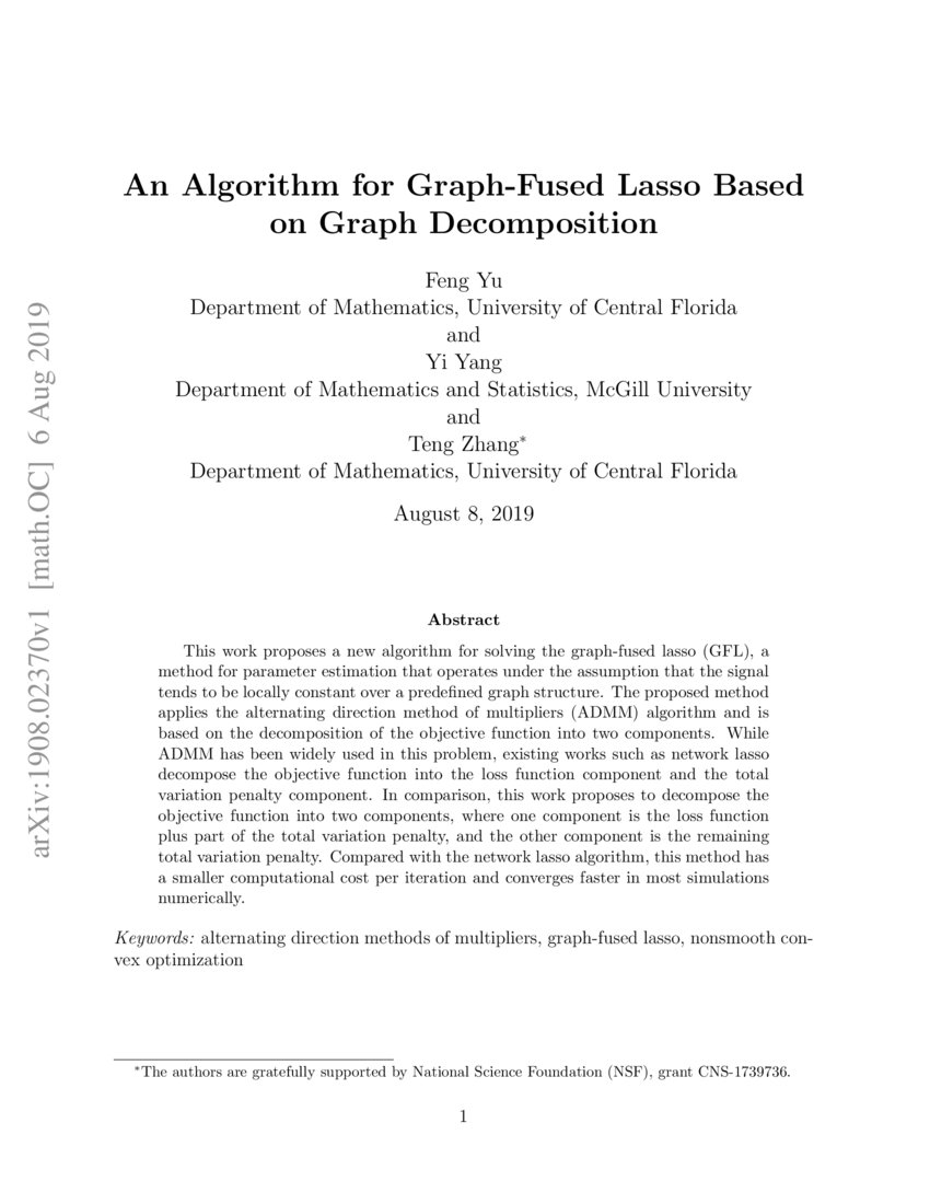 An Algorithm for Graph-Fused Lasso Based on Graph Decomposition | DeepAI