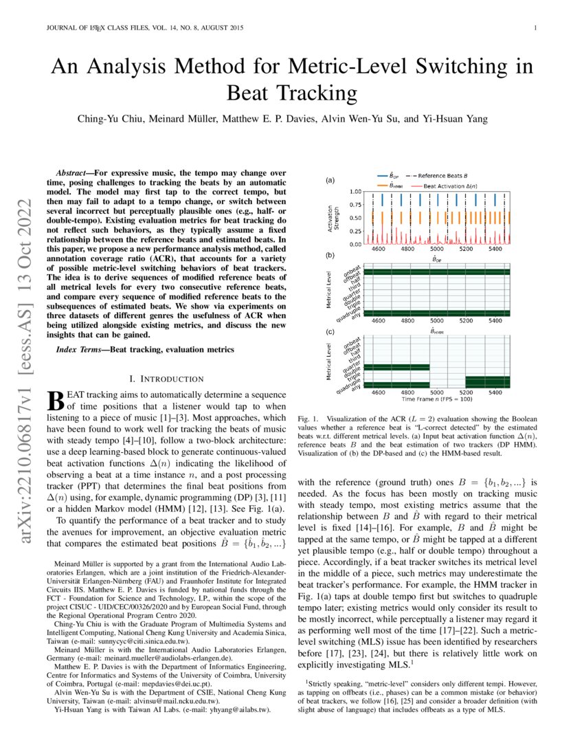 An Analysis Method for Metric-Level Switching in Beat Tracking | DeepAI