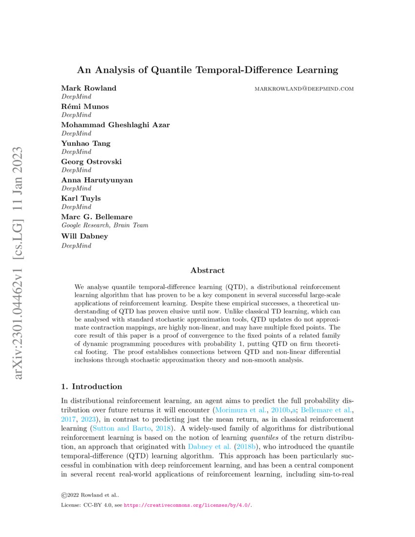 An Analysis Of Quantile Temporal Difference Learning Deepai