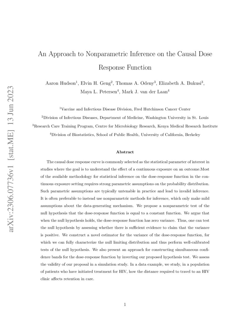 An Approach To Nonparametric Inference On The Causal Dose Response