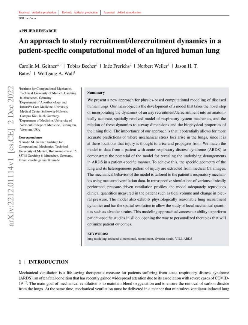An approach to study recruitment/derecruitment dynamics in a patient-specific computational ...