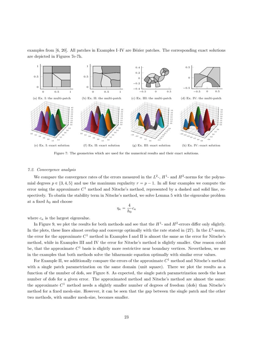 An approximate C^1 multi-patch space for isogeometric analysis with a comparison to Nitsche's ...