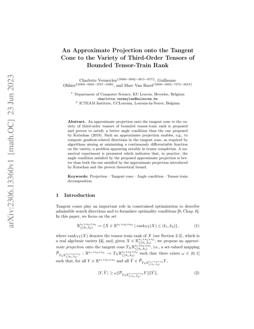 An Approximate Projection Onto The Tangent Cone To The Variety Of Third Order Tensors Of Bounded