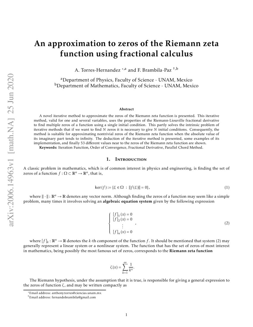 An Approximation To Zeros Of The Riemann Zeta Function Using Fractional