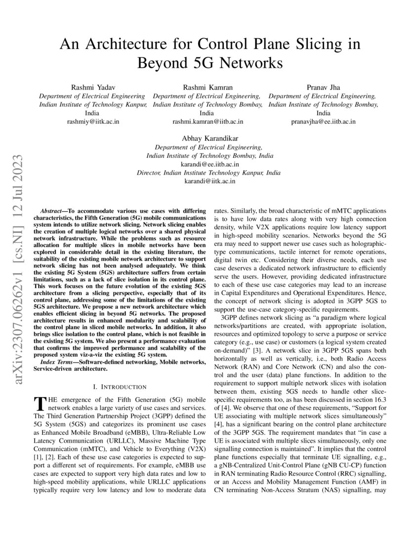 An Architecture For Control Plane Slicing In Beyond 5g Networks Deepai