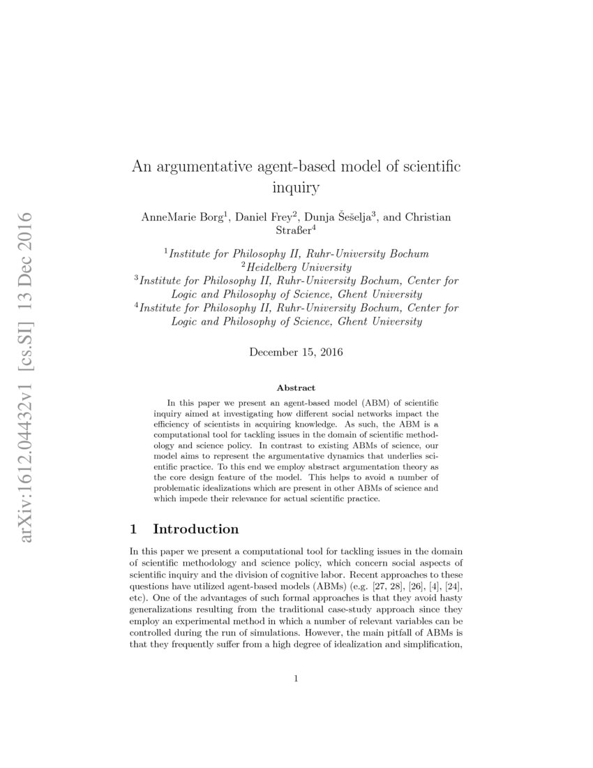 An argumentative agent-based model of scientific inquiry | DeepAI
